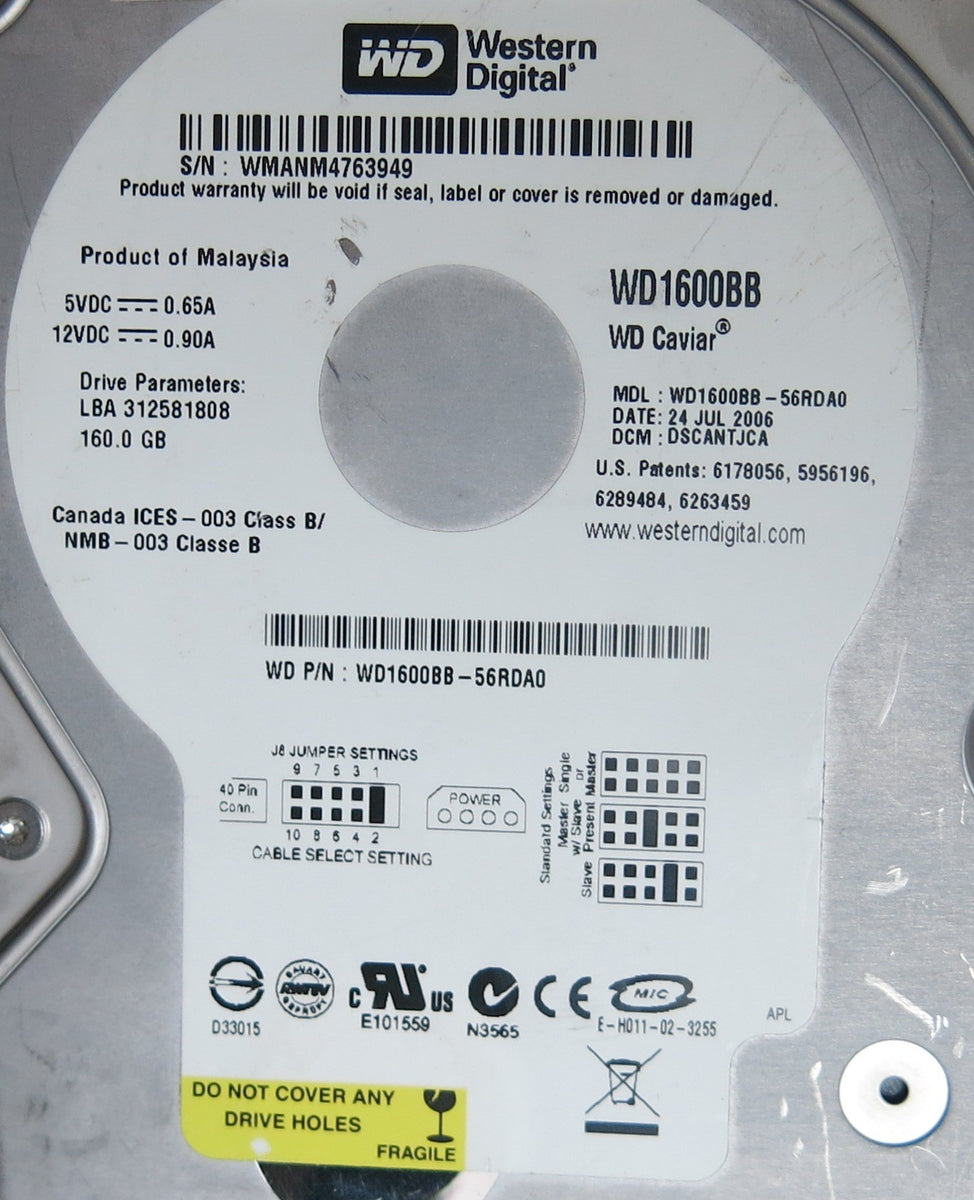 WD1600BB-56RDA0, DCM DSCANTJCA, 2060-701292-002 REV A PCB – +DR DATA ...